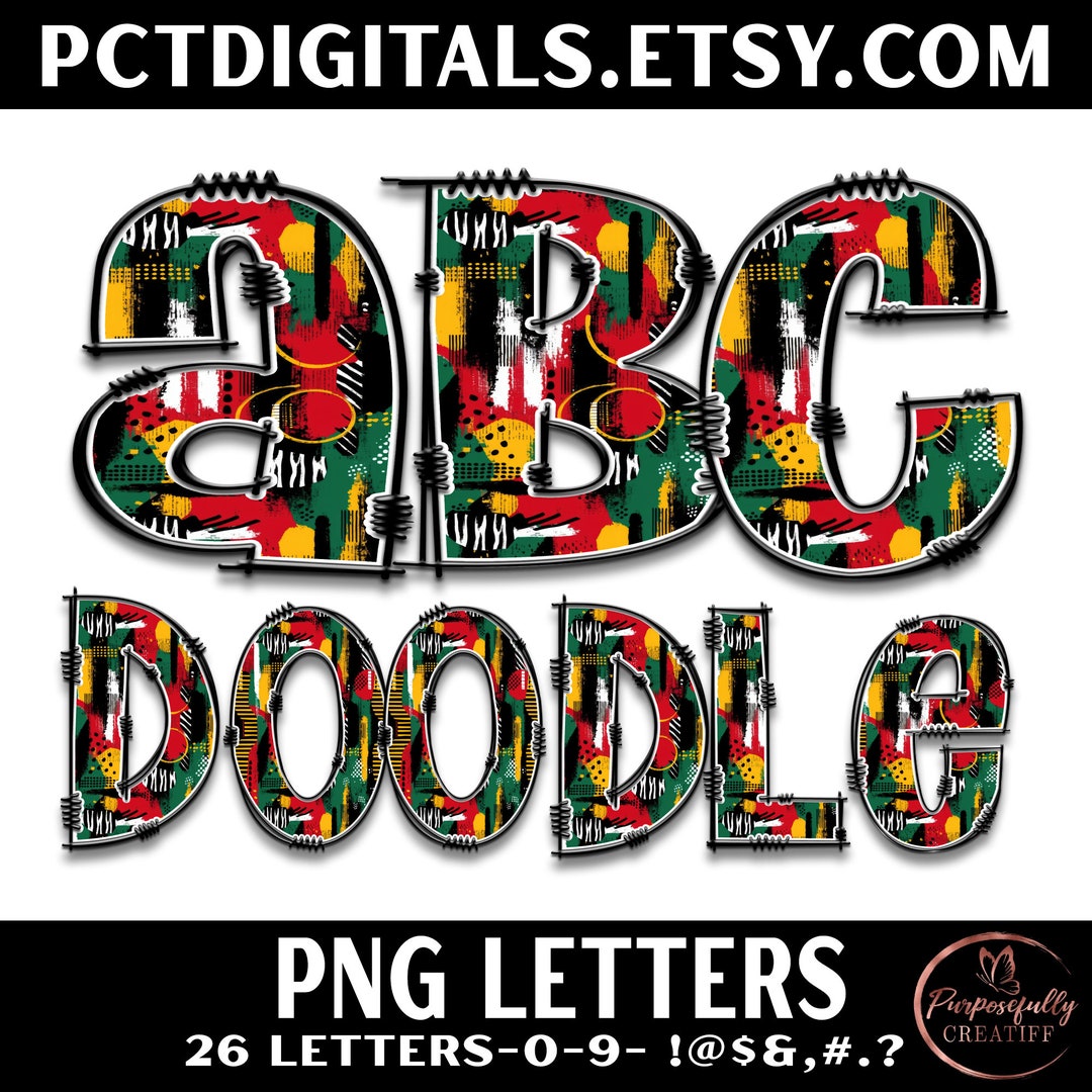 African Print Png African Doodle Letters , Black History Png Letter - Etsy