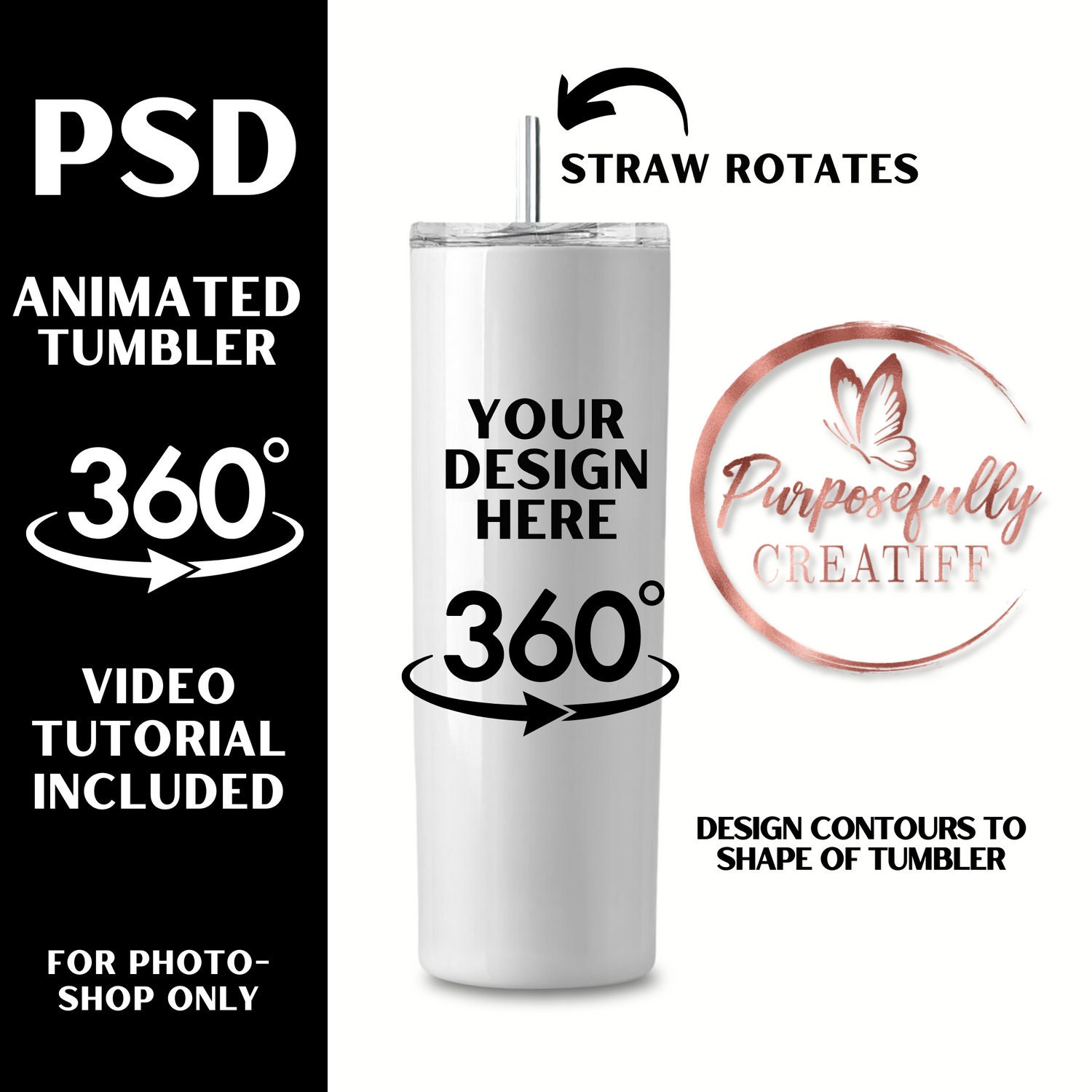 20 Oz Rotating Tumbler Animation Mockup PSD, Spinning Tumbler Mockup ...