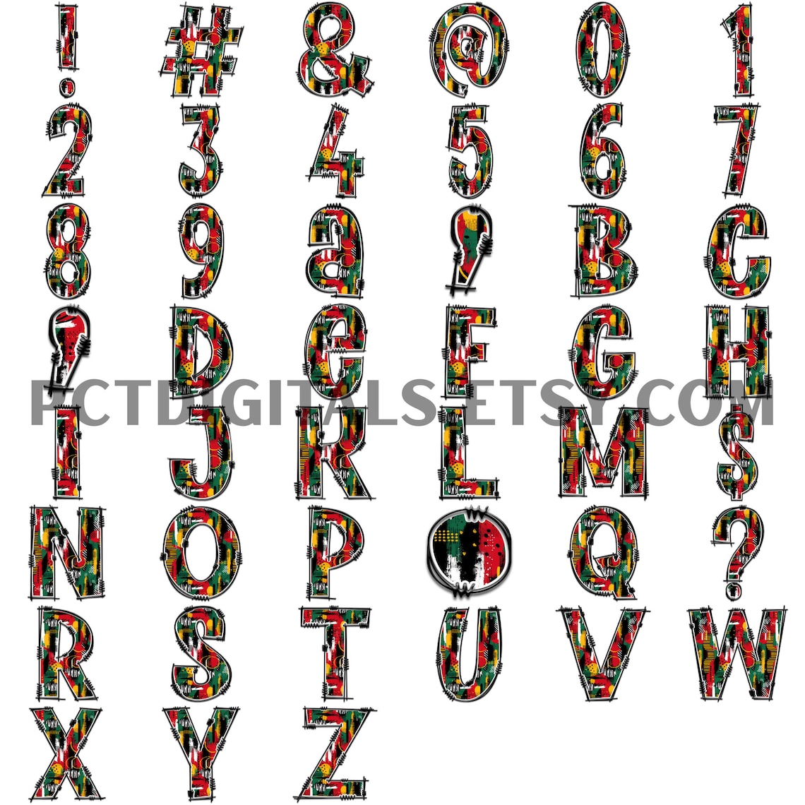 African Print Png African Doodle Letters , Black History Png Letter - Etsy