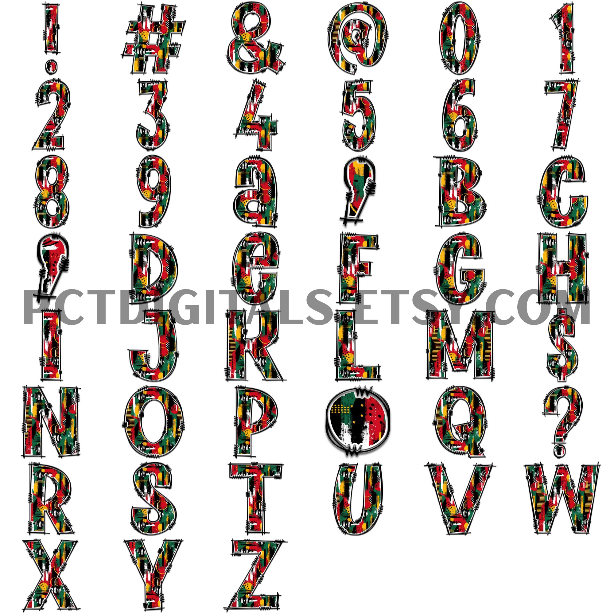 African Print Png African Doodle Letters , Black History Png Letter - Etsy