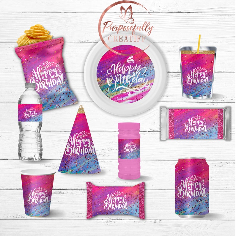 Party Mock up Bundle, Chip Bag, Water Bottle, Juice Pouch, Chocolate ...