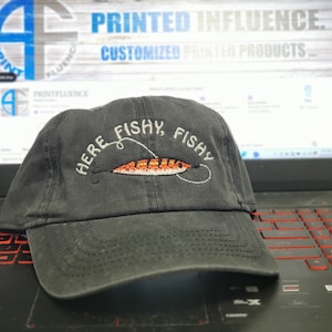 Here Fishy Fishy Hat, Fishing Hat , Fishy Fishy Hat, Trout Hat, Dad ...