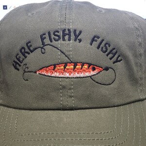 Here Fishy Fishy Hat, Fishing Hat , Fishy Fishy Hat, Trout Hat, Dad ...