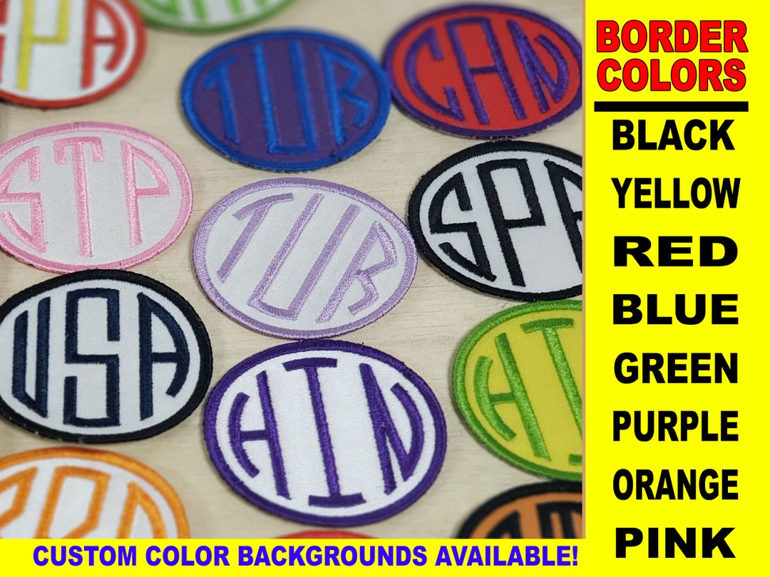 Personalized Circle Monogram Initials Name Patch- Many Sizes ...