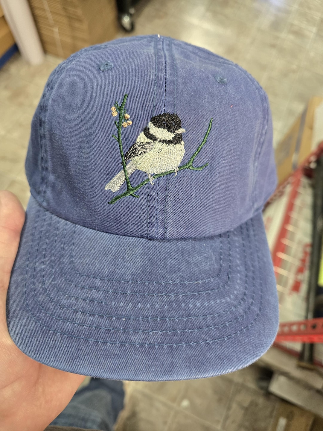 Embroidered Chickadee Hat for Bird Watching Lightweight Adjustable Cap ...
