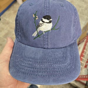 Embroidered Chickadee Hat for Bird Watching Lightweight Adjustable Cap ...