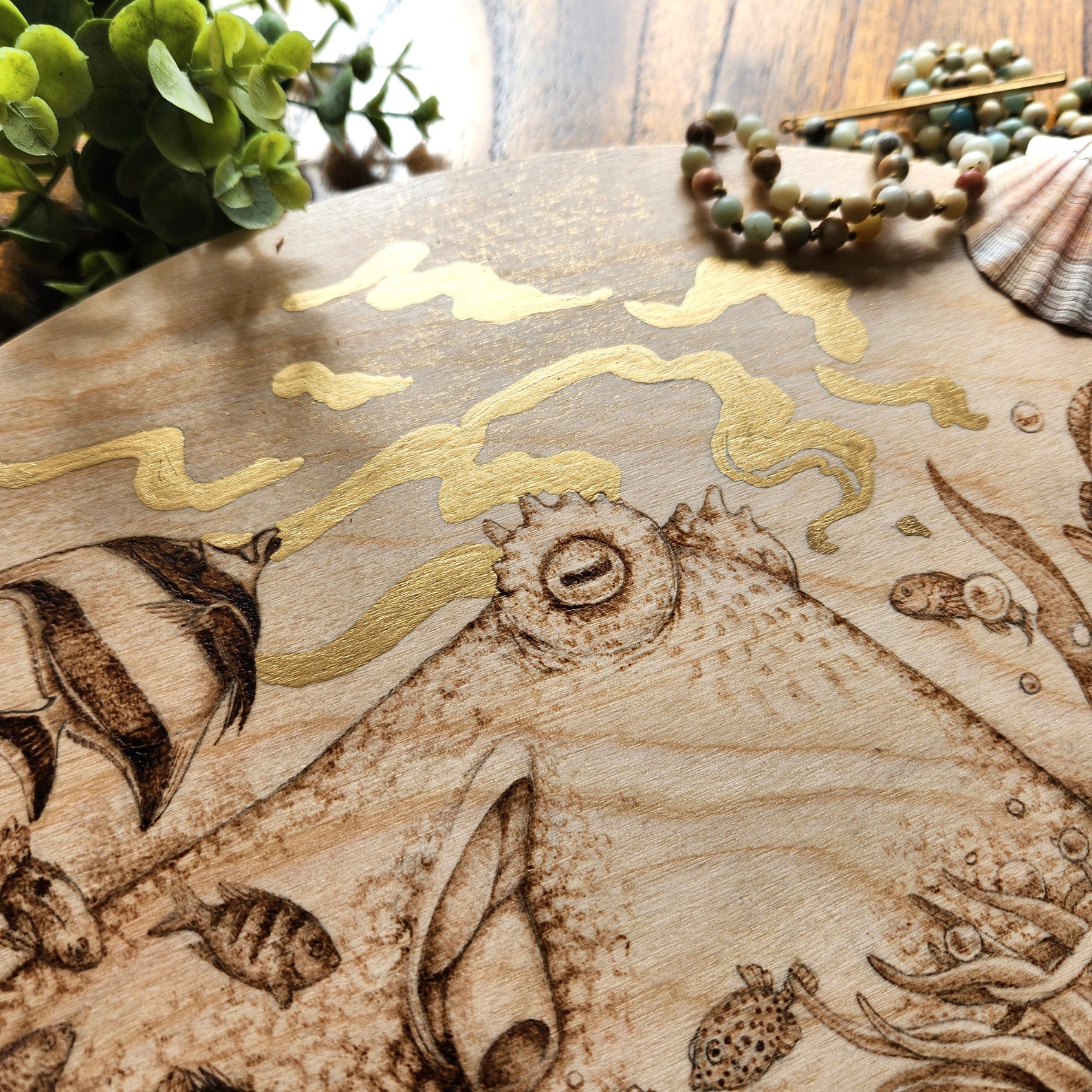 Octopus Garden Pyrography, Wood Burning of Octopus, Octopus Artwork ...