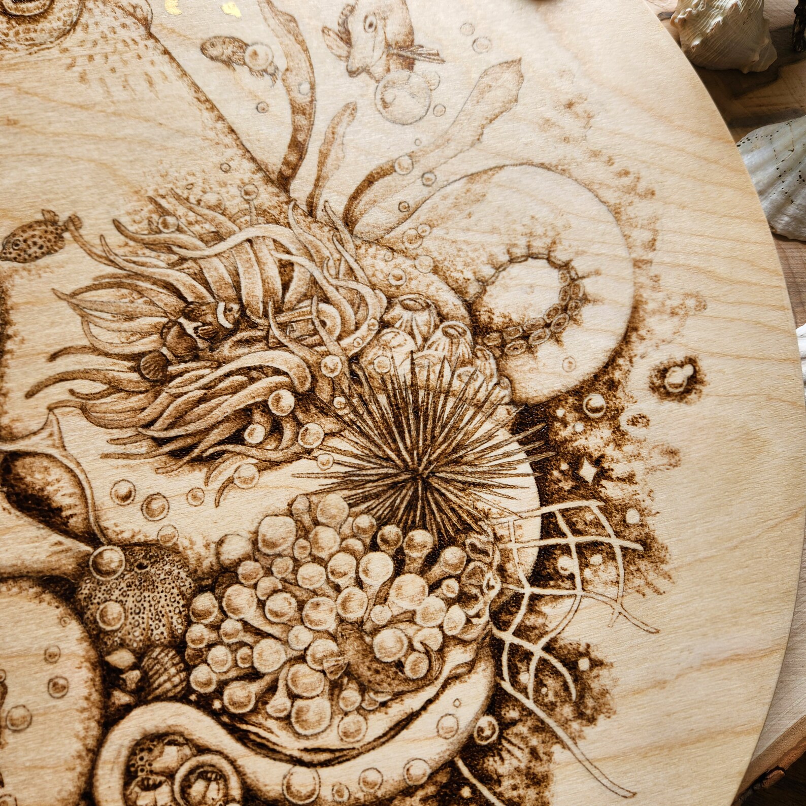 Octopus Garden Pyrography, Wood Burning of Octopus, Octopus Artwork ...