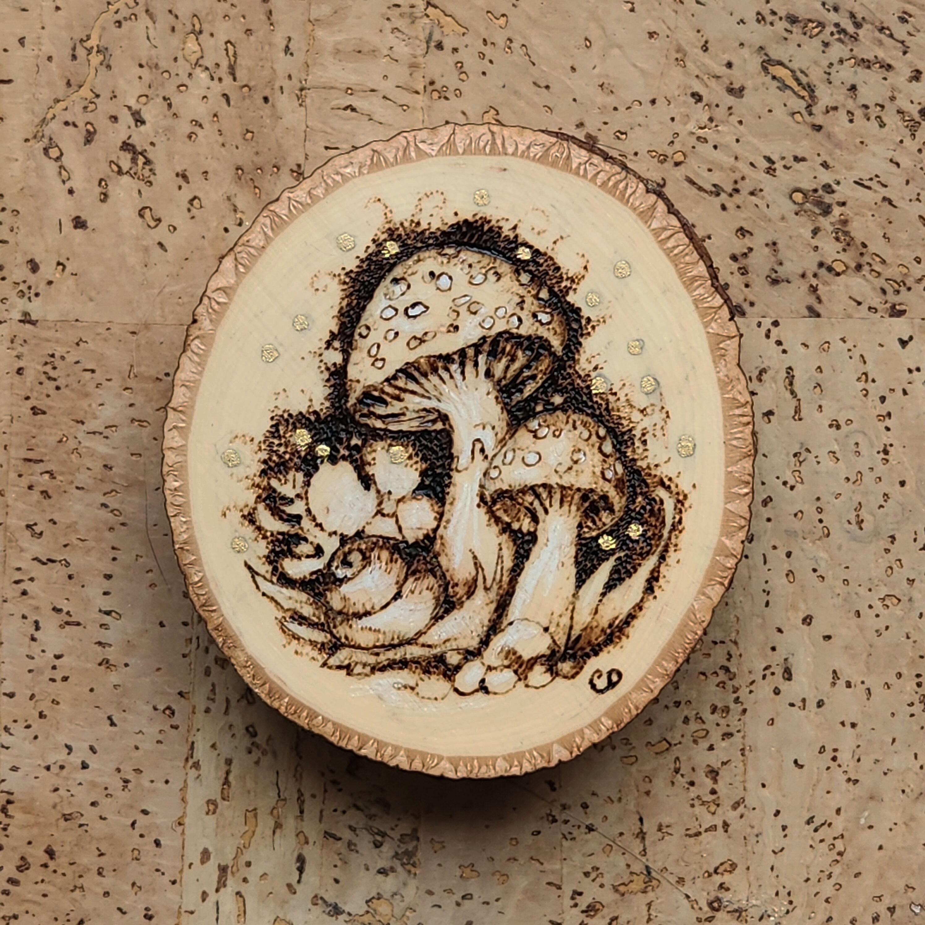 Mushroom Magnet, Pyrography, Wood Burned, Magnet, Cottagecore, Handmade ...