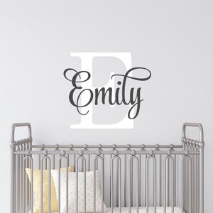 Personalized Name Wall Decal, Elegant Name With Monogrammed Letter Wall ...