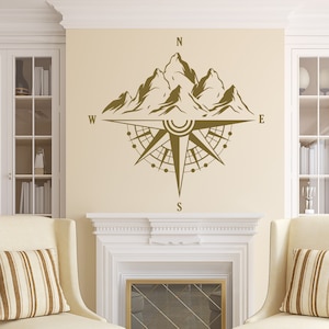 Compass Vinyl Wall Decal, Nautical Compass Decor, Adventure Vinyl Decal ...