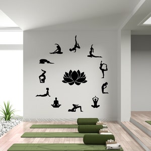 Yoga Vinyl Wall Decal, Yoga Studio Sign Wall Decor, Namaste, Lotus ...