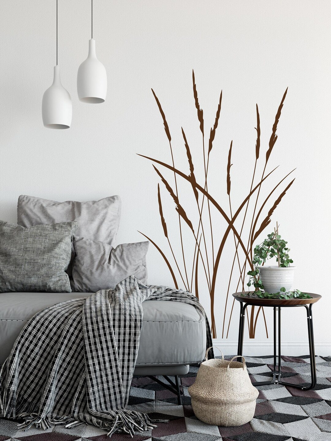 Long Grass Decal, Grass Blades Decal, Grass Wall Sticker, Reeds Wall ...