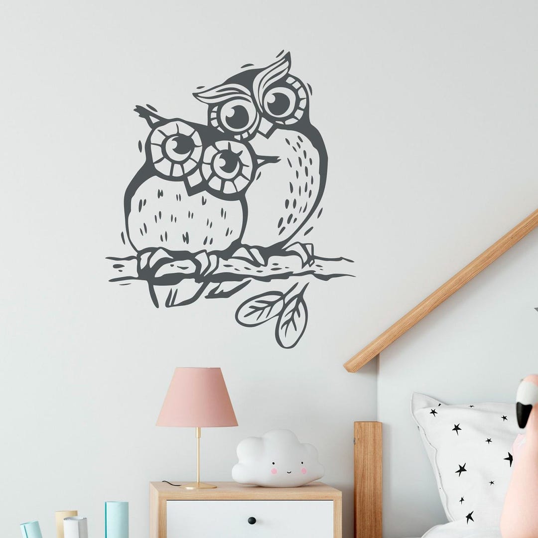 Owl Wall Decal - Owls on Branch Wall Decor, Nursery Wall Decals, Kids ...