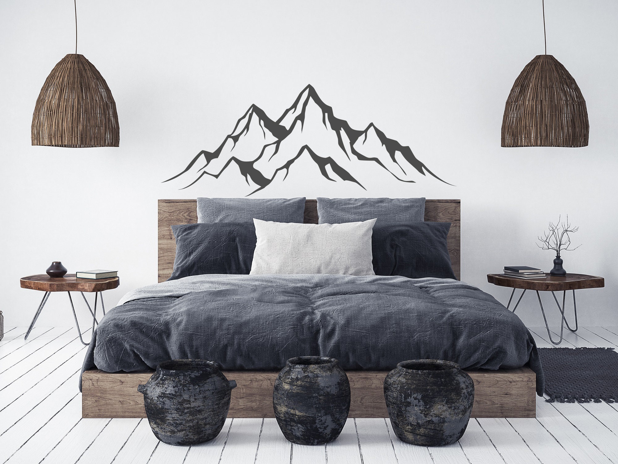 Mountains Wall Decal, Mountains Vinyl Wall Stickers Mountain Range Wall ...