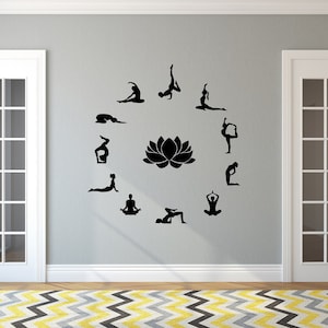 Yoga Vinyl Wall Decal, Yoga Studio Sign Wall Decor, Namaste, Lotus ...