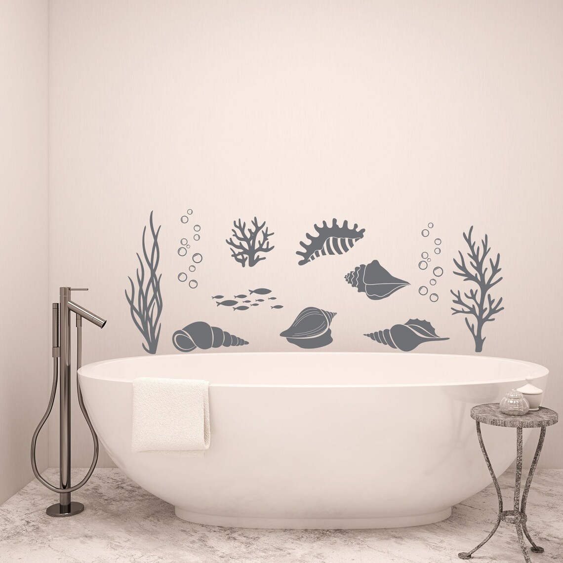 Seashells Wall Decal, Sea Life Vinyl Decals, Nautical Wall Decal, Sea ...
