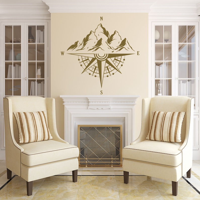 Compass Vinyl Wall Decal, Nautical Compass Decor, Adventure Vinyl Decal ...