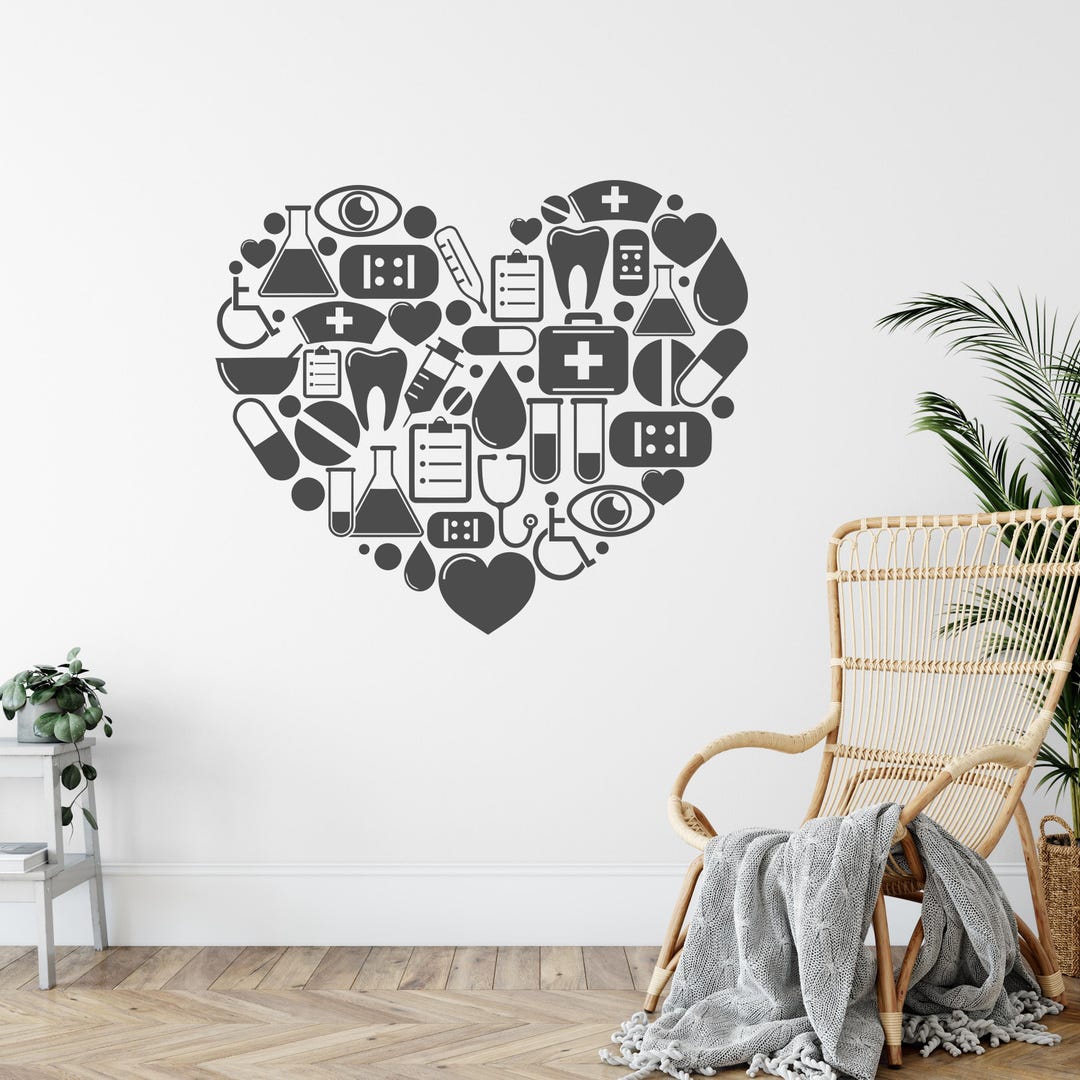 Heart Wall Decal, Medical Wall Decor, Hospital Wall Sticker, Medical ...
