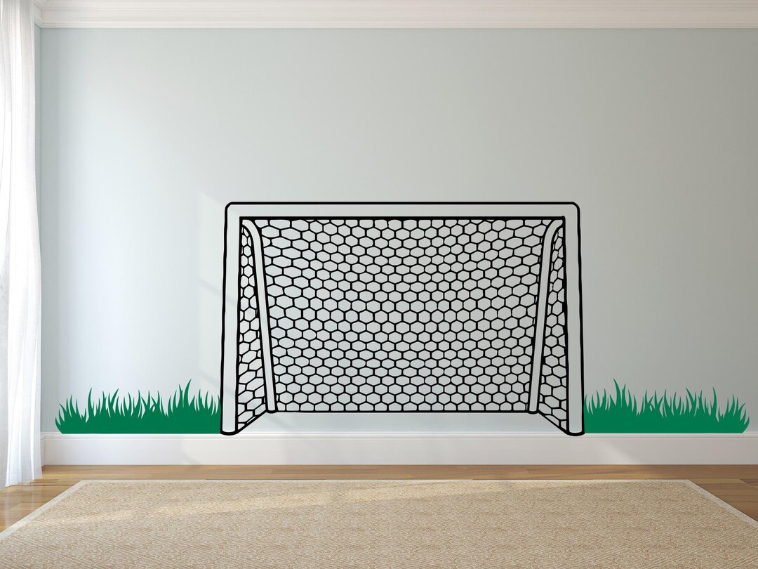 Soccer Goal With Grass Vinyl Decal, Football Wall Sticker, Soccer Goal ...