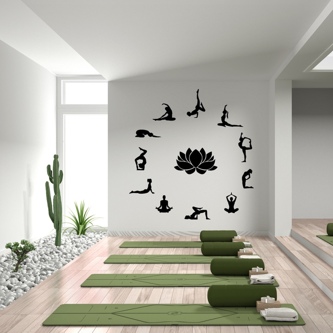 Yoga Vinyl Wall Decal, Yoga Studio Sign Wall Decor, Namaste, Lotus ...