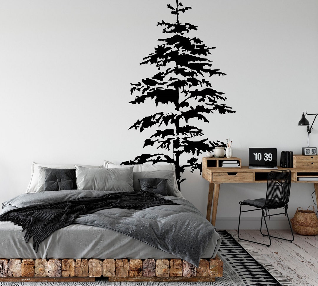 Pine Tree Wall Decal, Pine Tree Decor, Fir Tree Decal, Nature Vinyl ...