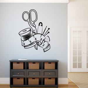 Wall Decal Sewing Room Decor, Sewing Wall Sticker, Scissors Decal ...