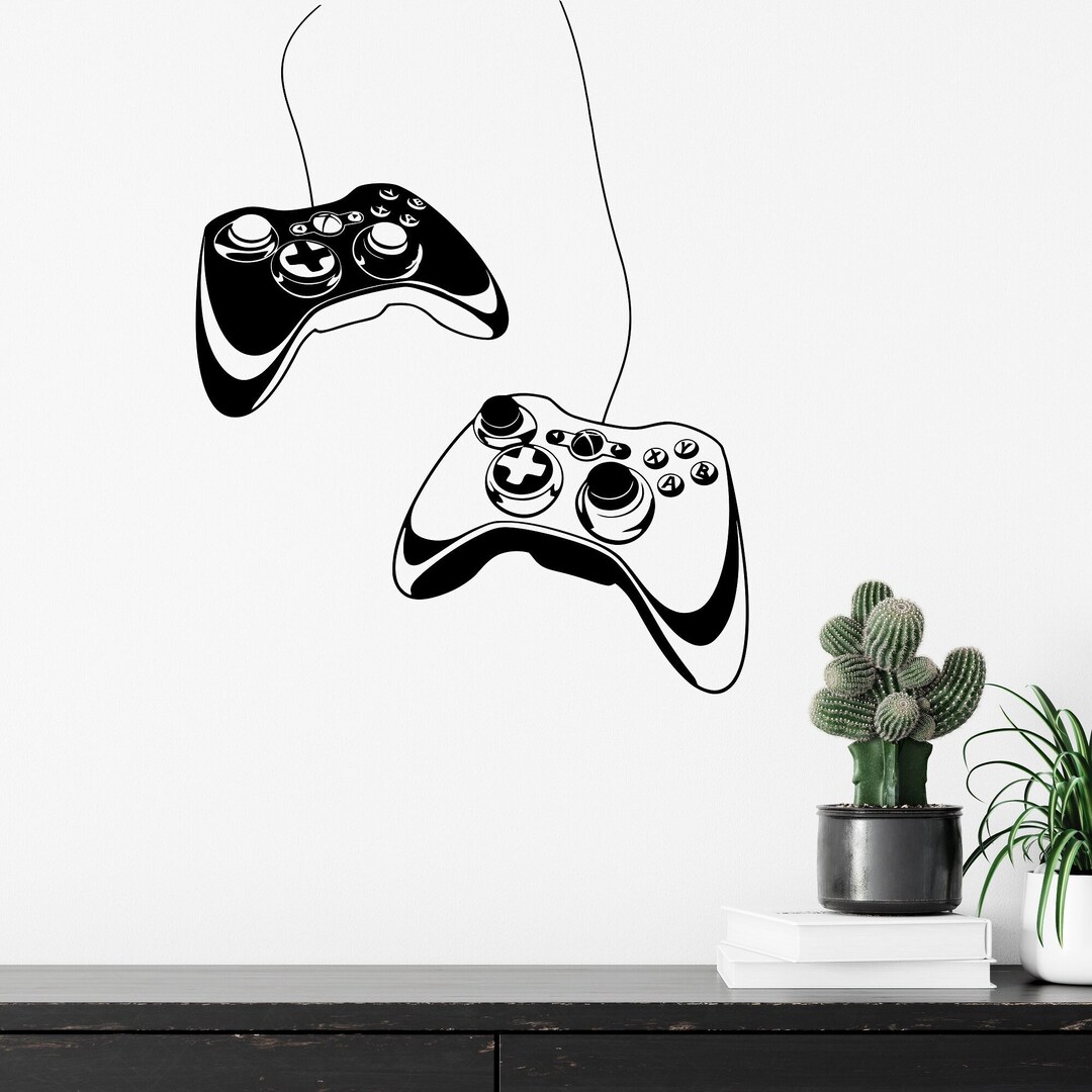Gaming Controller Wall Decal, Xbox Game Controller Wall Sticker, Gamer ...