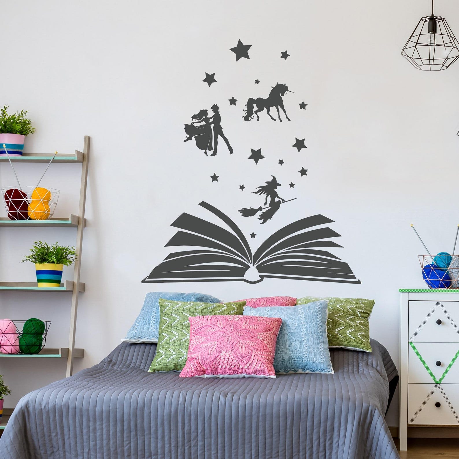 Open Book Wall Decal, Magic Book Wall Decor Vinyl Art Stickers for ...