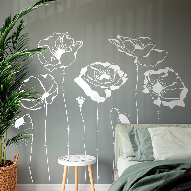 Poppy Flower Wall Decal - Etsy