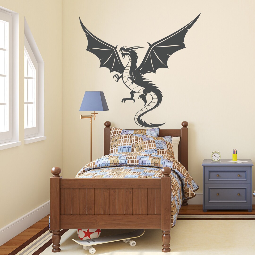 Fantasy Dragon Wall Decal Flying Dragon, Dragon Wall Stickers, Fantasy ...