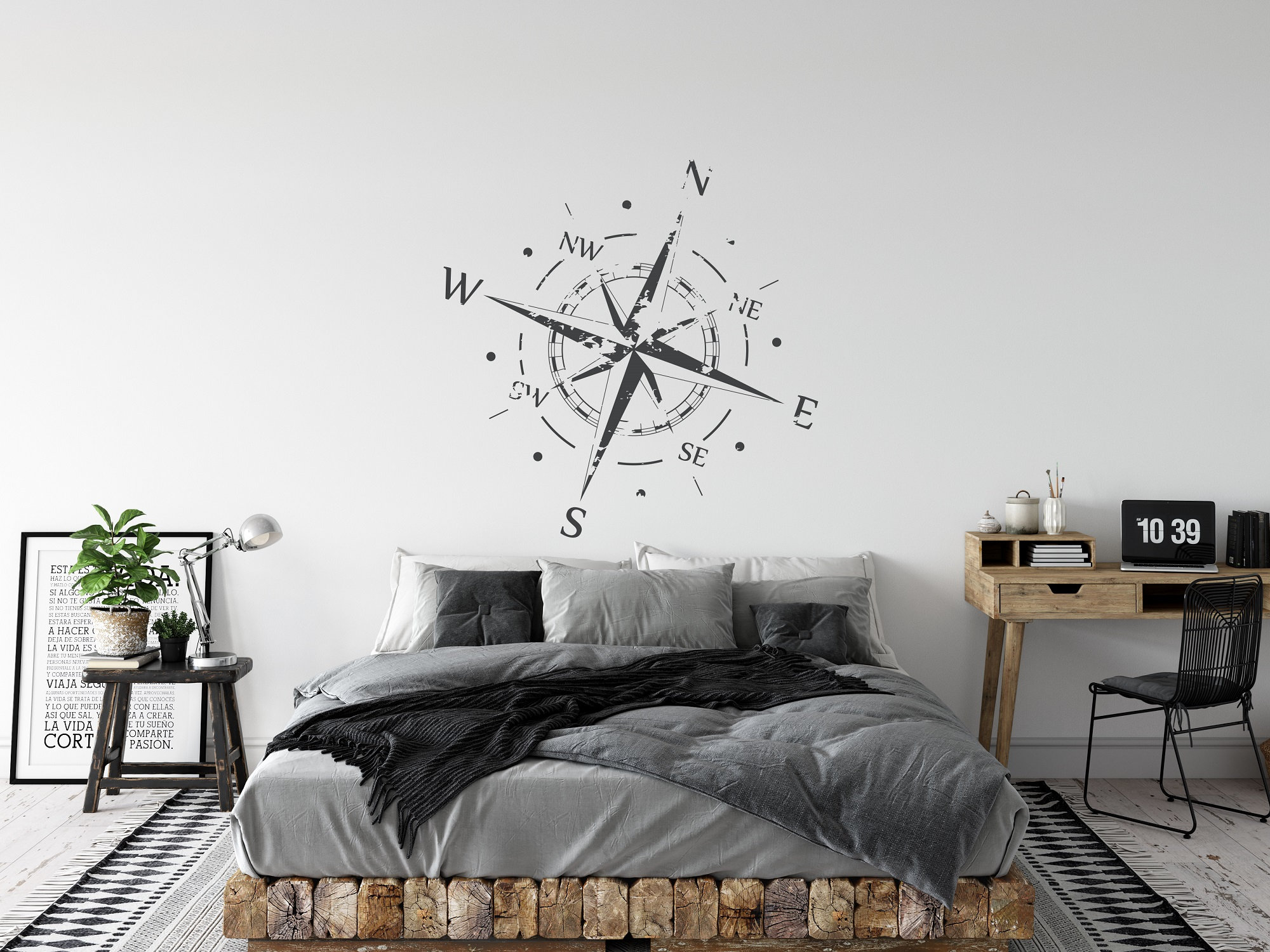 Vintage Nautical Compass Wall Decal: Marine Windrose Decor LO48 - Etsy
