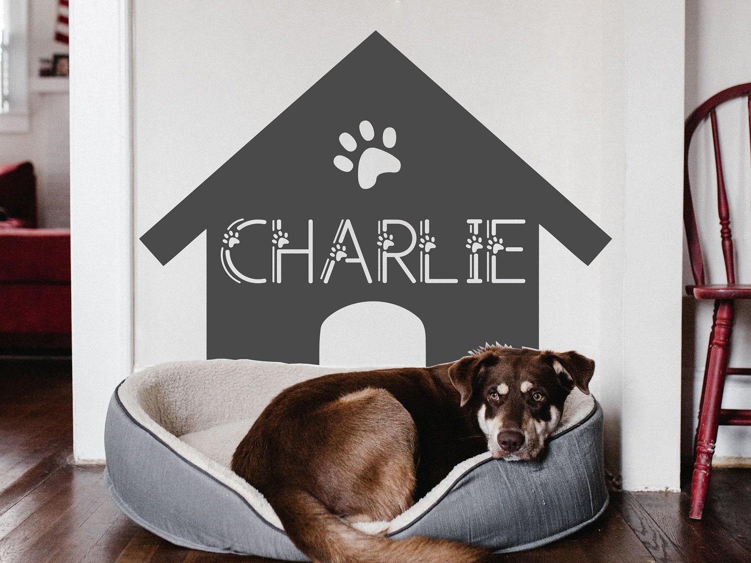 Personalized Dog House Wall Decal, Dog House Wall Decor, Custom Dog ...