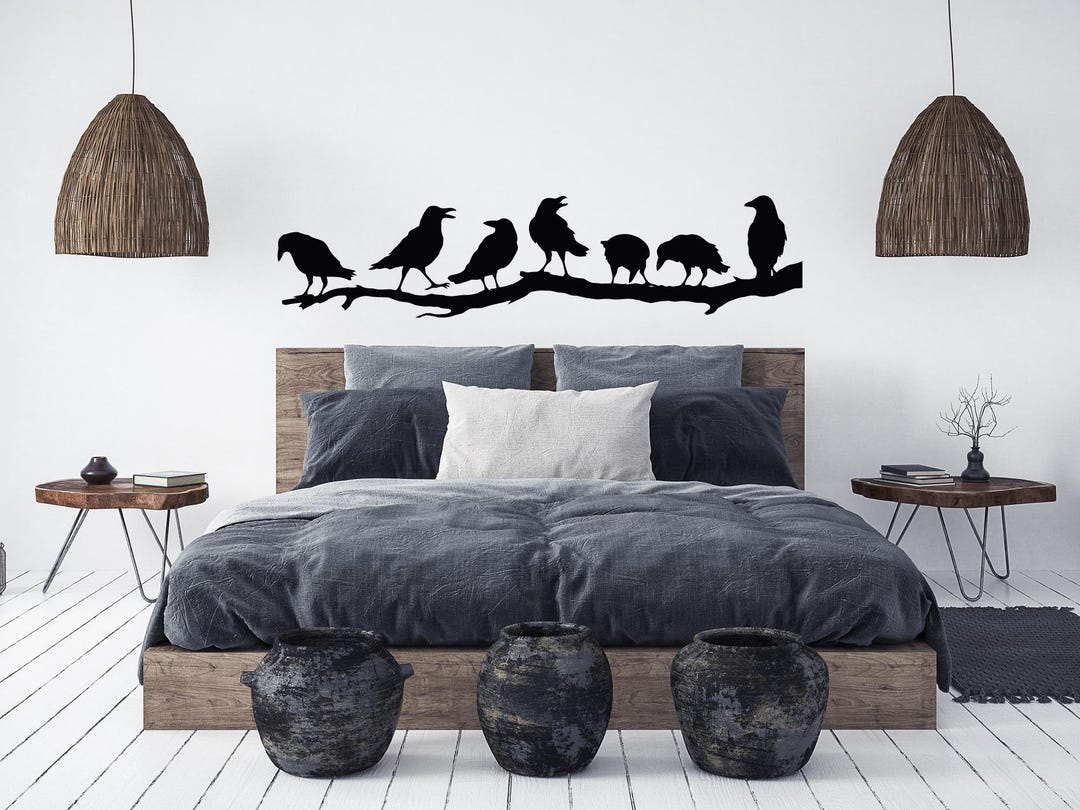 Crows Wall Decal, Black Crows Vinyl Decal, Crows Silhouettes, Birds on ...