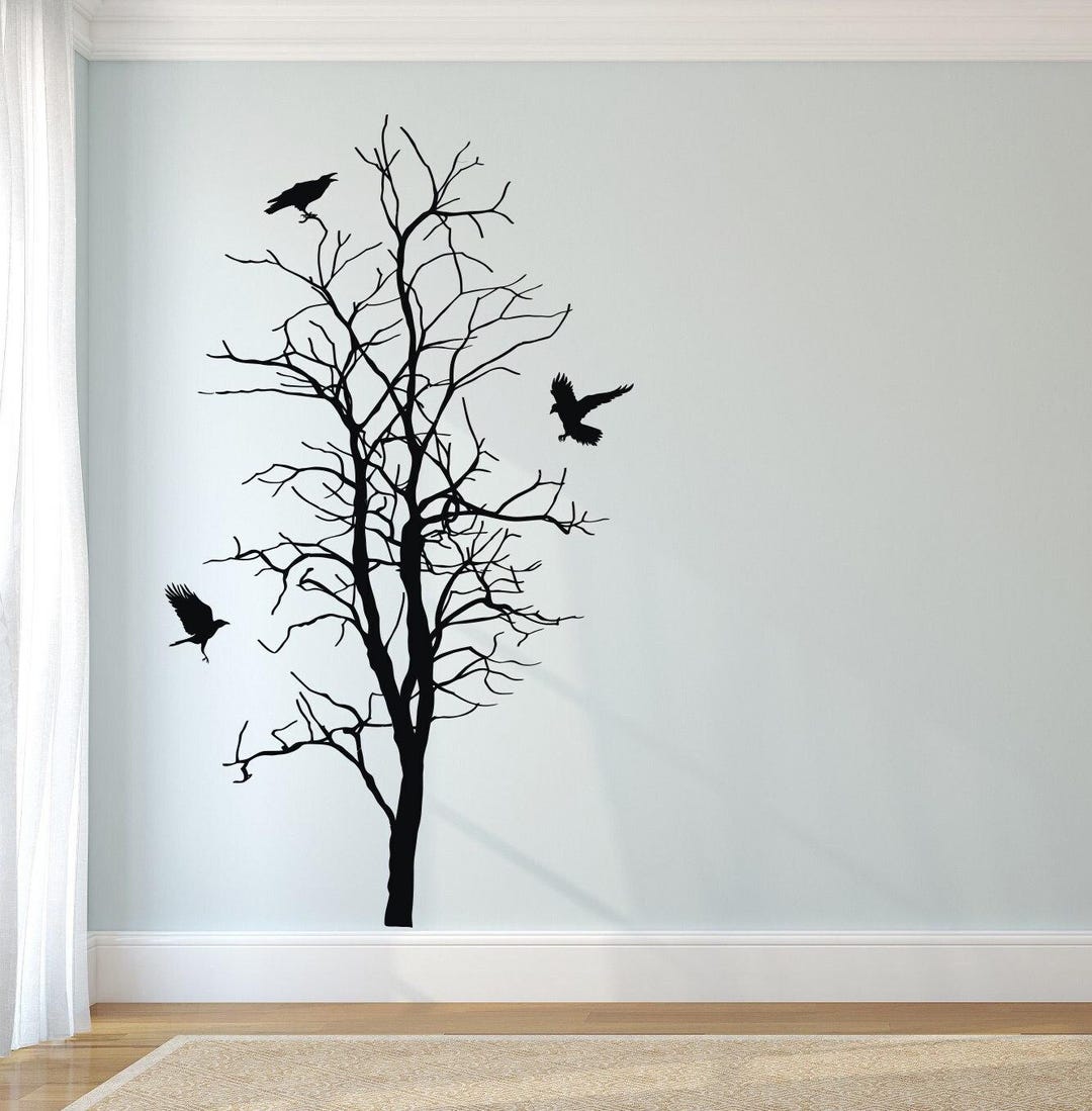 Tree Wall Decal With Birds: Nature Vinyl Wall Art LO56 - Etsy