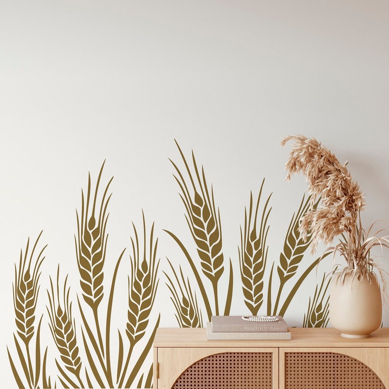 Wheat Grass Vinyl Wall Decal: Nature-inspired Bedroom Decor, Plant Wall ...