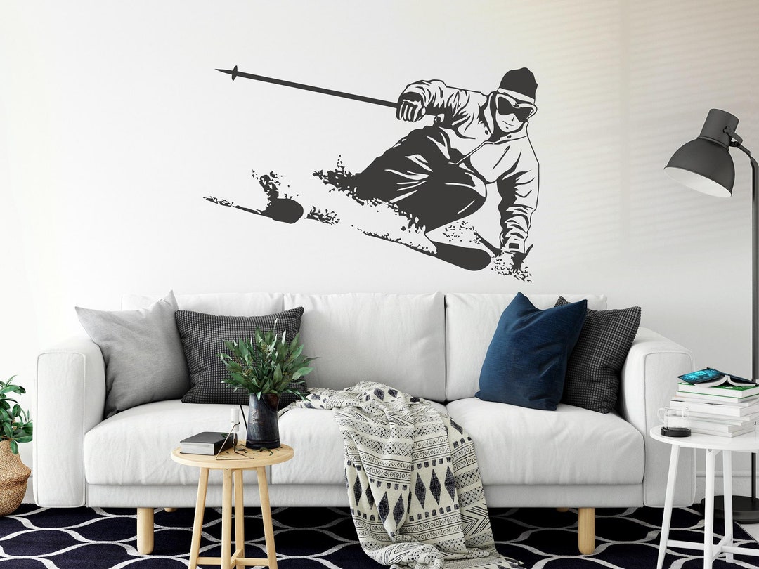 Downhill Skiing Wall Decal - Skier Wall Decal, Winter Sports Decor for ...