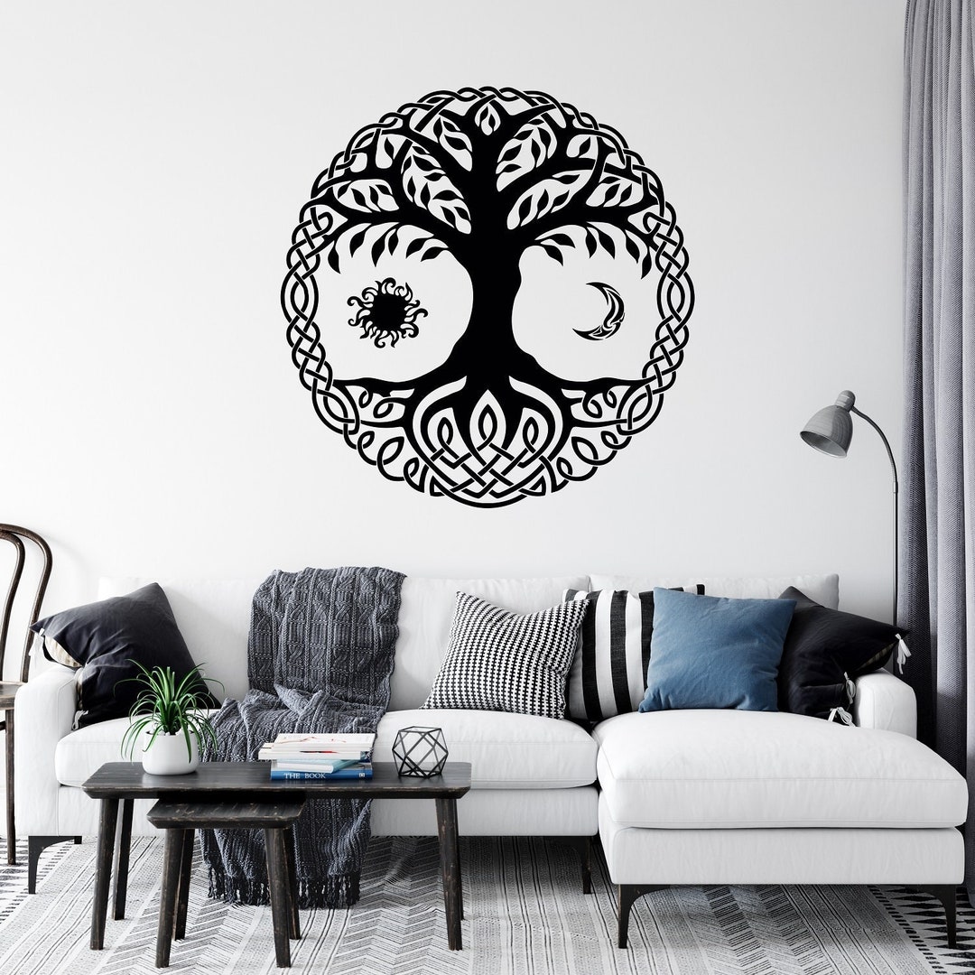 Celtic Knot Tree of Life Vinyl Wall Decal: Sun and Moon Decor LO114 - Etsy