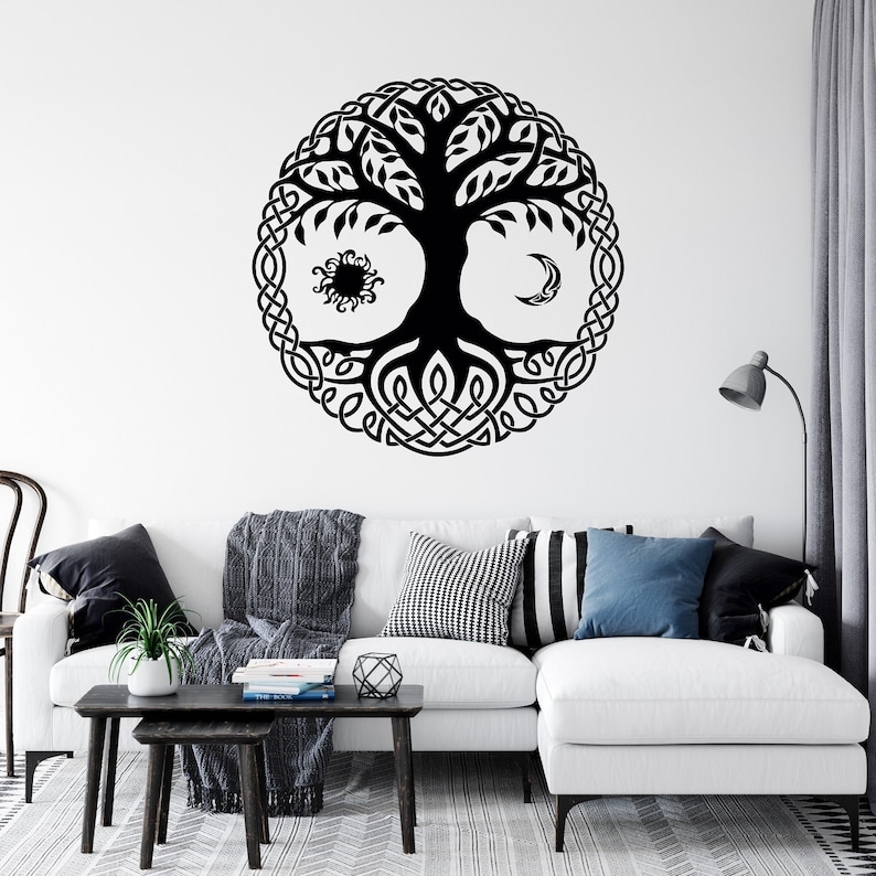 Celtic Knot Tree of Life Vinyl Wall Decal: Sun and Moon Decor LO114 - Etsy