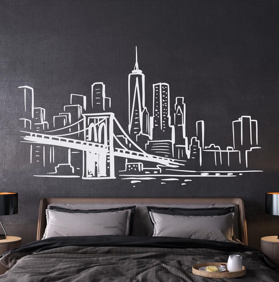 Brooklyn Bridge Wall Decal: New York City Sketch Art LO104 - Etsy