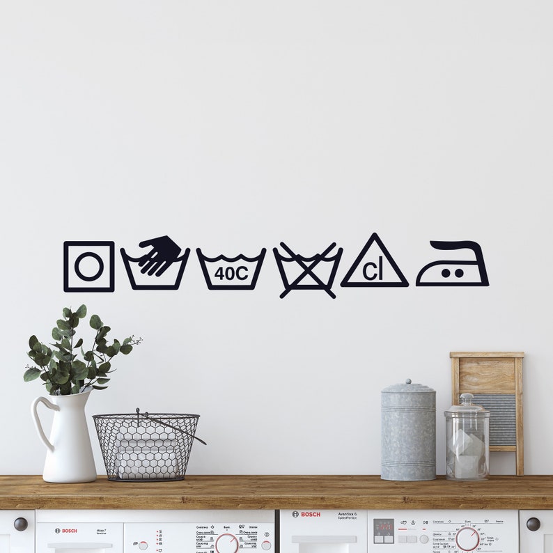 Laundry Symbols Decals: Laundry Room Wall Decor, Set of 6 LO95 - Etsy ...