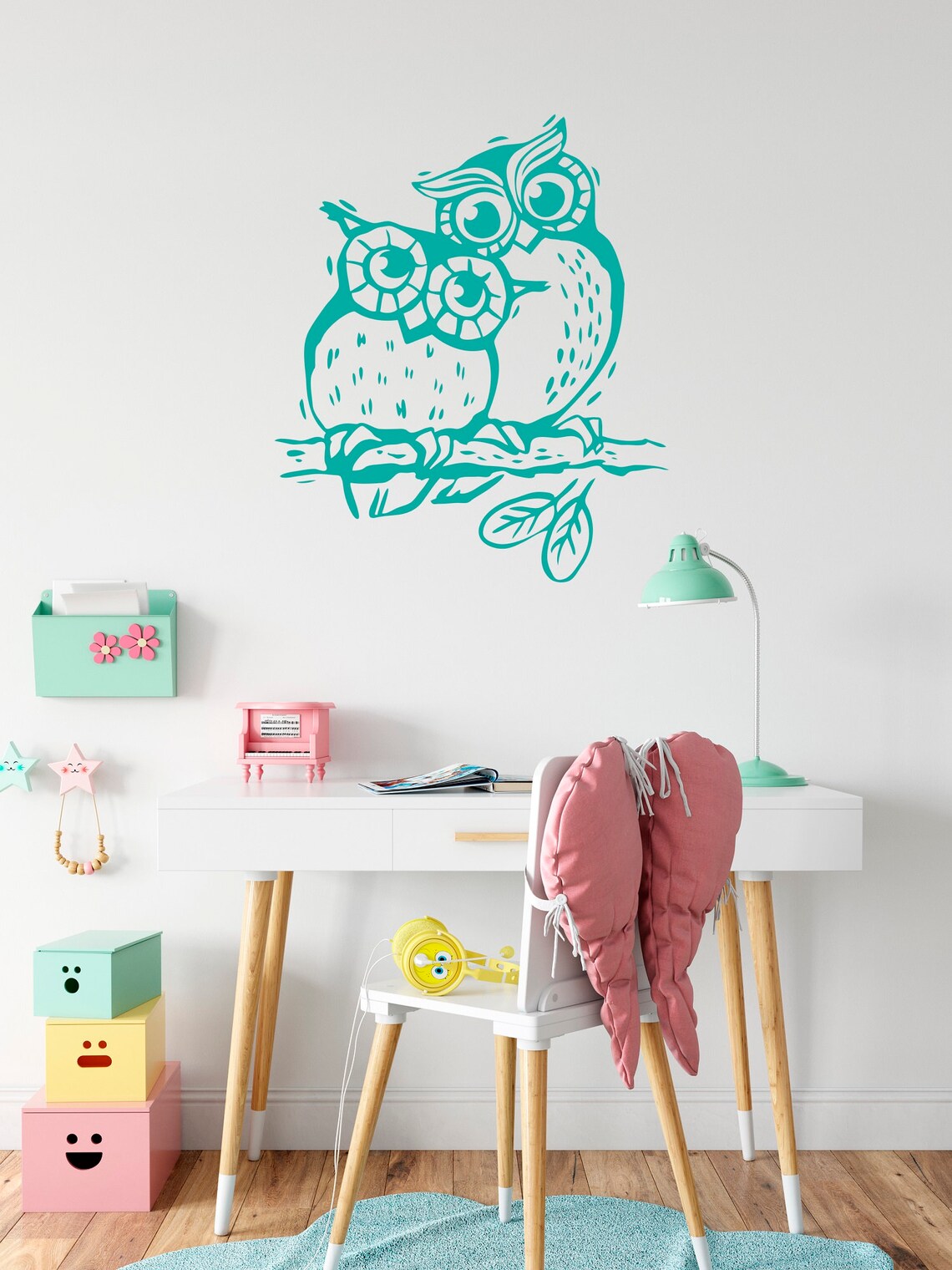 Owl Wall Decal Owls On Branch Wall Decor Nursery Wall | Etsy