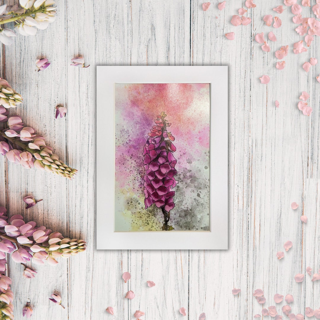 Foxglove Painting - 4x6 Watercolor Flower, Floral Wall Art Print - Etsy