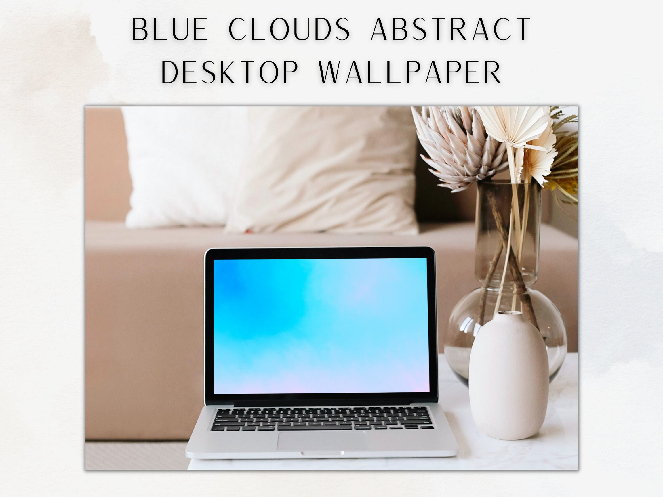 Blue Abstract Desktop Wallpaper, Minimalistic Laptop Screensaver, Light ...