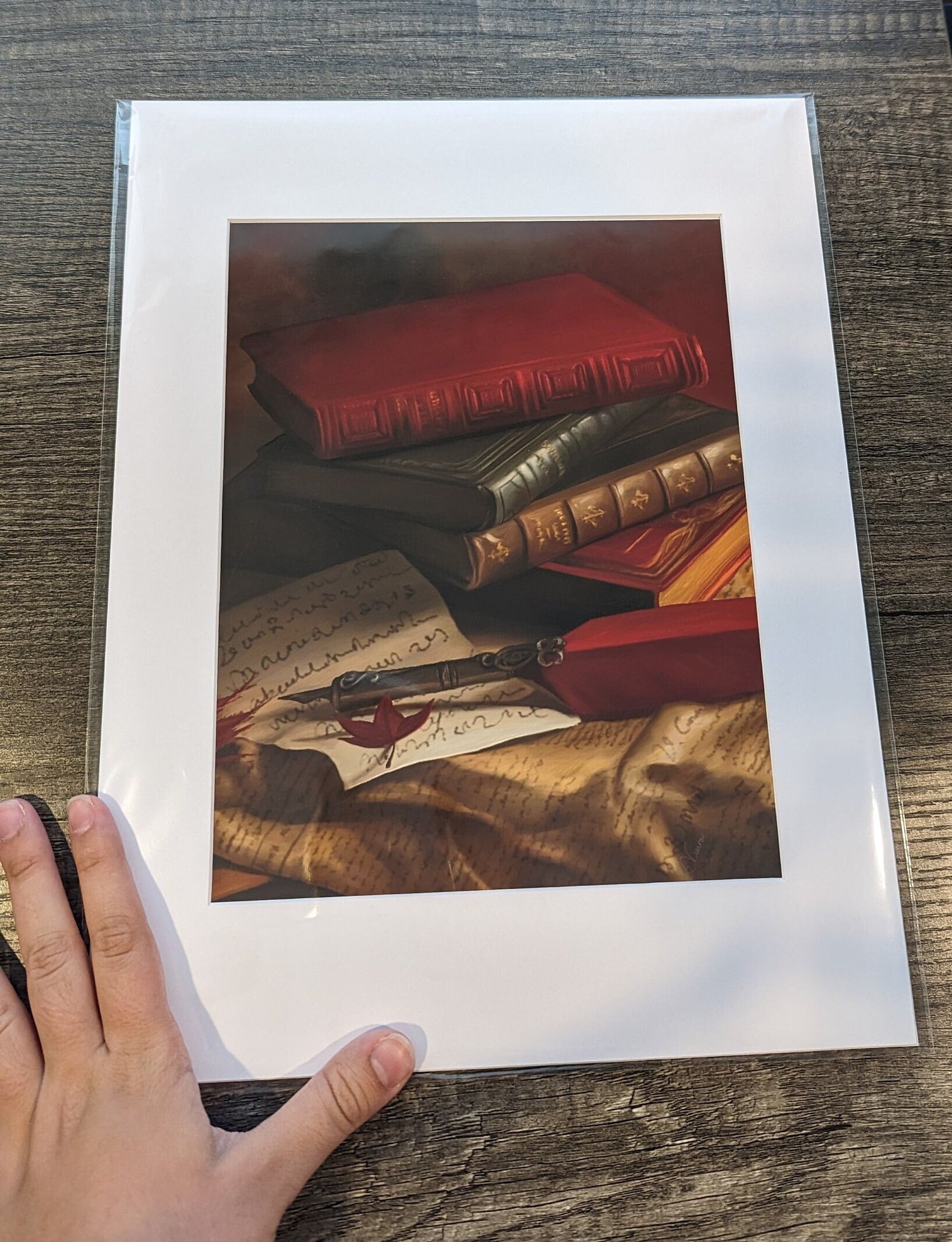 Stack of Books Painting - 8x10 Dark Academia Print, Rustic Library Wall ...