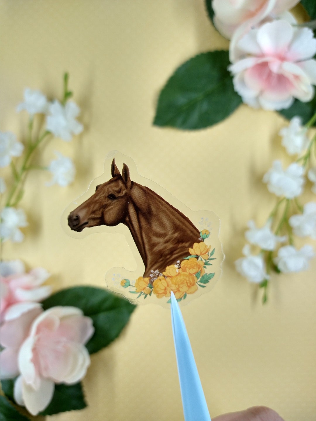 2in Chestnut Horse Head Sticker, Horse Sticker, Clear Vinyl Sticker ...