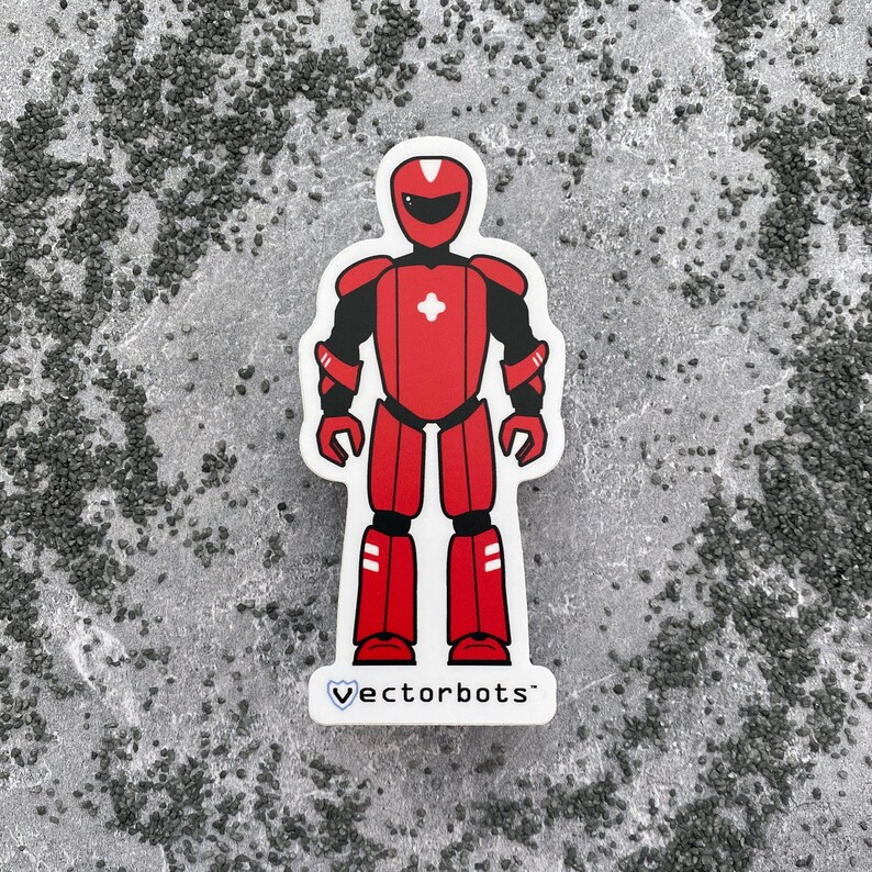 Robot Sticker, Vinyl Decal, Gift for Fun, Red, White, Black, Vector, Redger - Etsy