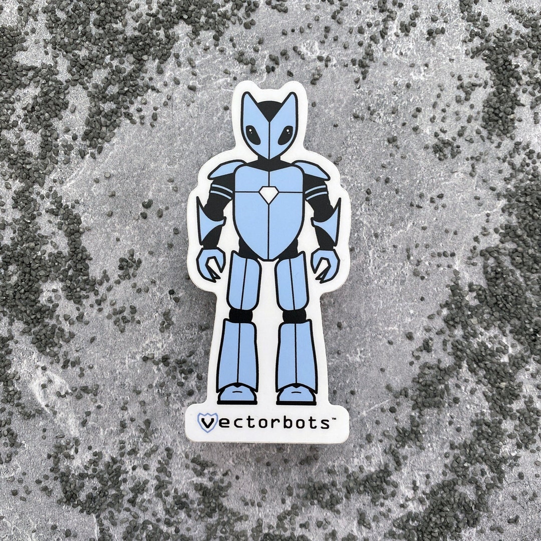 Robot Sticker, Vinyl Decal, Gift for Fun, Light Blue, White, Black ...