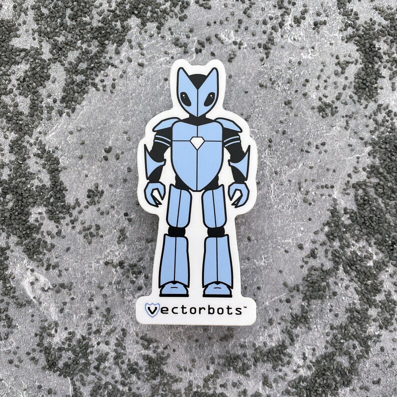 Robot Sticker, Vinyl Decal, Gift for Fun, Light Blue, White, Black, Vector, Mizu - Etsy