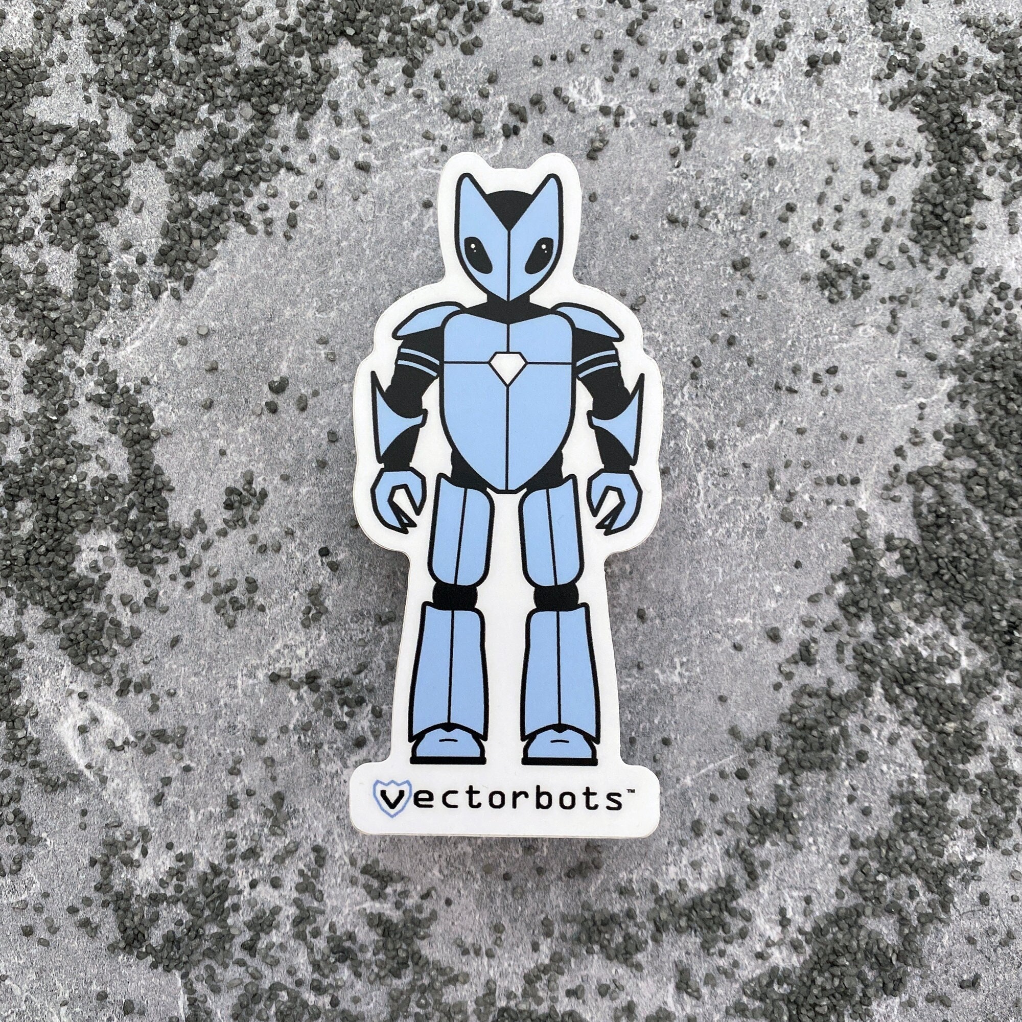 Robot Sticker, Vinyl Decal, Gift for Fun, Light Blue, White, Black ...
